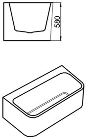 BPS-koupelny Volně stojící akrylátová vana ke stěně HYD-SOF515A 140x75 cm bílá, odtokový komplet zlatý
