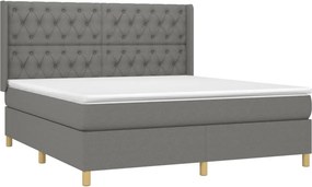 Box spring postel s matrací a LED tmavě šedá 160x200 cm textil 3139126
