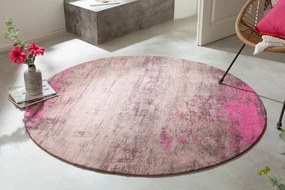 Designový kulatý koberec Rowan 150 cm béžovo-růžový