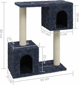 Škrabadlo pro kočky se sisalovými sloupky tmavě šedé 60 cm 171432