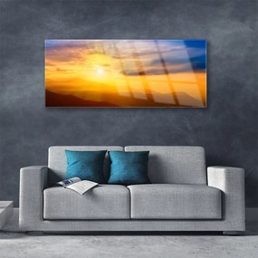 Plexisklo-obraz Hory Slunce Mraky Krajina 125x50 cm