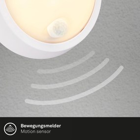BRI 3785016 Puni LED venkovní nástěnné svítidlo, pohybové čidlo, soumrakový senzor, nabíjecí, bílé - BRILONER