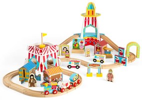 Bigjigs Rail Dřevěná vláčkodráha zábavná pouť 54 dílů