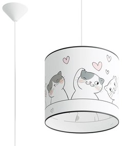 Dětské závěsné svítidlo Cat, 1x plastové stínítko se vzorem, (fi 30cm)