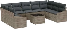 Set pohovek 10 ks Šedá polyratan 3346889