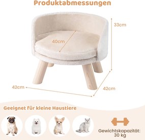 Costway 42 cm rozkládací pohovka pro psy s kulatým polstrovaným