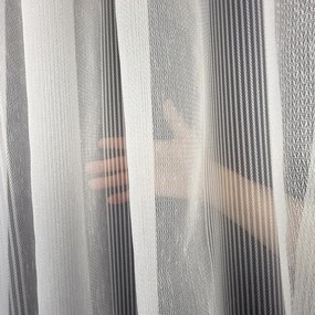 Voálová﻿ hotová pruhovaná bílá záclona s řasící páskou Ervi 43960(různé velikosti)