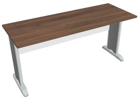 Stůl pracovní rovný 160 cm hl. 60 cm - Hobis Cross CE 1600 Dekor stolové desky: ořech, Dekor lamino podnože: bílá, Barva nohou: Stříbrná