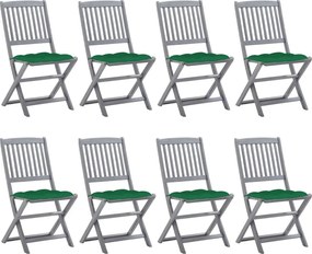vidaXL Skládací zahradní židle s poduškami 8 ks masivní akácie [3078310] Barva: Zelená