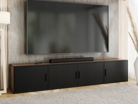 TV skříňka ROJO 4 dub Craft zlatý + černý uzavřená TV skříňka s policí