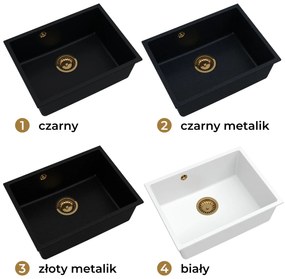 Sink Quality Crypton 60, kuchyňský granitový dřez 535x400x205 mm + chromový sifon, černá skvrnitá, SKQ-CRY.B.1KBO.60.X