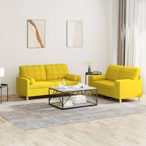 2dílná sedací souprava s polštáři světle žlutá textil 3201295