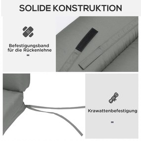 Polštář na lehátko Outsunny Polštář na zahradní lehátko polyester tmavě šedý 196 x 55 x 8 cm | Aosom