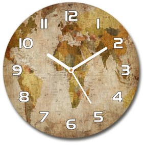 Wallmuralia Skleněné hodiny na stěnu Polytická mapa fi 30 cm