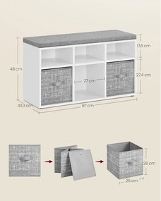Botník se sedákem Vasagle Lopy 87 cm bílý/šedý