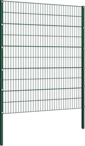 Plotový panel se sloupky železný 349 x 200 cm zelený 278680