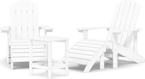 Zahradní křesla Adirondack s podnožkou a stolkem HDPE bílá 3095712