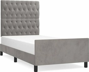 Rám postele bez matrace světle šedý 90 x 200 cm samet 3125916