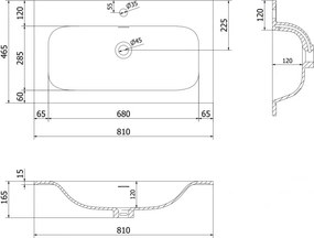 Mexen Vela, umyvadlo na zapuštění 81 x 46,5 cm, bílá lesklá, 25238000