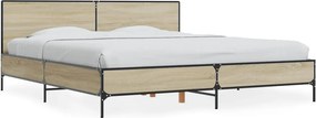 Rám postele dub sonoma 200 x 200 cm kompozitní dřevo a kov 3280018