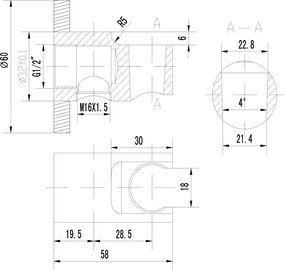 Sapho 1205-09 držák sprchy s vyústěním chrom
