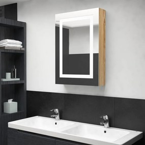 LED koupelnová skříňka se zrcadlem dub 50 x 13 x 70 cm 326492