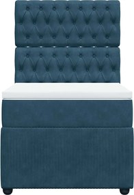 Box spring postel s matrací modrá 100 x 200 cm samet 3294572