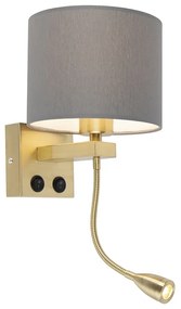 Art Deco nástěnná lampa zlatá s šedým stínítkem - Brescia