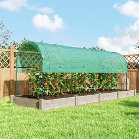 Outsunny zimní tunelový skleník s obloukovou střechou — ocelový rám a zemní kotvy, zasouvací otevřený tunel, 400 × 120 × 170 cm, zelený
