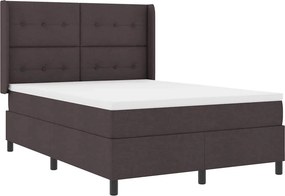 Postel s boxspringem s čelo Tmavě hnědá 200 x 140 cm textil 3341647
