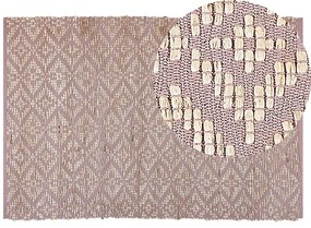 Bavlněný koberec 140 x 200 cm béžový/růžový GERZE Beliani
