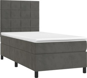 Box spring postel s matrací a LED tmavě šedá 80 x 200 cm samet 3136090