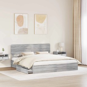 Postel s úložným prostorem se zásuvkou Šedá Sonoma 180 x 200 cm 3412253