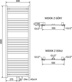 Mexen Uran, topné těleso 1800x600 mm, 729 W, chromová, W105-1800-600-00-01