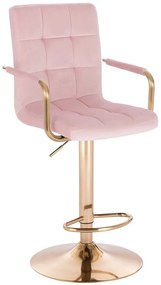 LuxuryForm DESIGN Barová židle VERONA GOLD VELUR na zlaté kulaté podstavě - růžová
