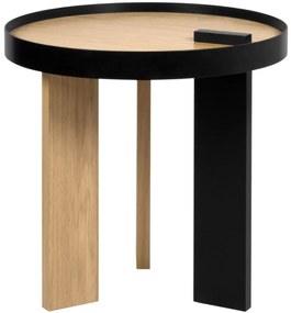 OnaDnes -20% Černý dubový odkládací stolek TEMAHOME Bruno 50 cm