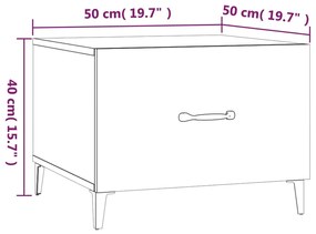 Konferenční stolek s kovovými nohami hnědý dub 50 x 50 x 40 cm - Default Title