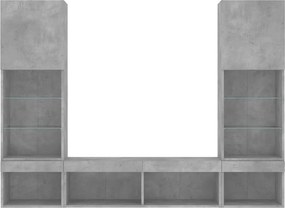 5dílná obývací stěna s LED betonově šedá kompozitní dřevo 3216693