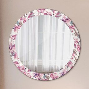 Kulaté dekorativní zrcadlo na zeď Pivoňky květin fi 80 cm