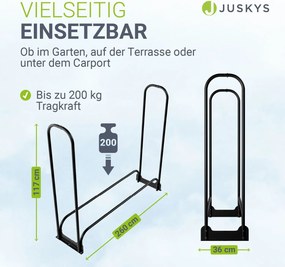 Juskys Venkovní stojan na palivové dřevo s krytem Velikost: M