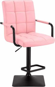 LuxuryForm DESIGN Barová židle VERONA BLACK na černé hranaté podstavě - růžová
