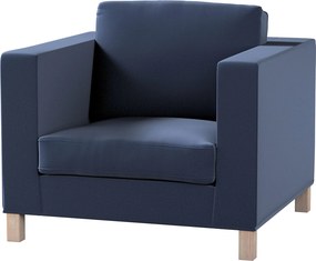 Potah na křesko IKEA Karlanda, krátký barva tmavě modrá látka sametová