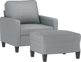Křeslo s podnožkou světle šedé 60 cm textil 3201029