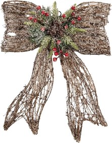 Vánoční proutěná závěsná dekorace mašle LED - 41*10*51 cm / 3*AA