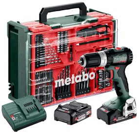 Metabo - 18V AKU vrtačka s příklepem a příslušenstvím, 2x aku 2,0 Ah Li-Power, nabíječka 613157710