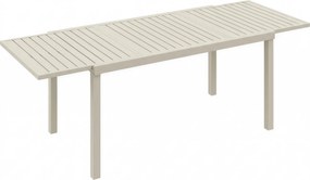 Zahradní stůl Rozkládací hliníkový jídelní stůl 150/225 x 85 cm pro 6-8 osob, obdélníkový lamelový vzhled