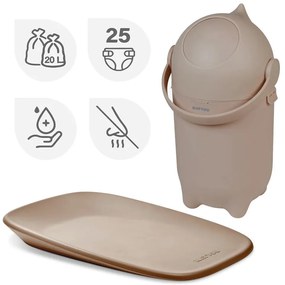 Nattou Koš na pleny Dropy a přebalovací podložka Softy 50 x 70 cm Beige