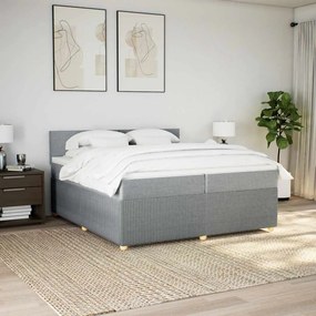 Box spring postel s matrací světle šedá 200 x 200 cm textil 3287556