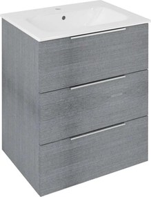 Sapho Cirasa - Umyvadlová skříňka 59x75x46 cm, 3x zásuvka, dub stříbrný CR631-1111