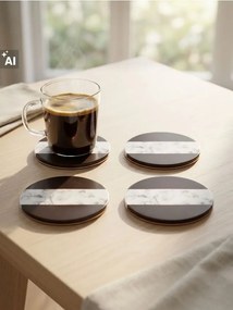 Sinsay - Podtácky s mramorovým vzorem 4 pack - kaštanová